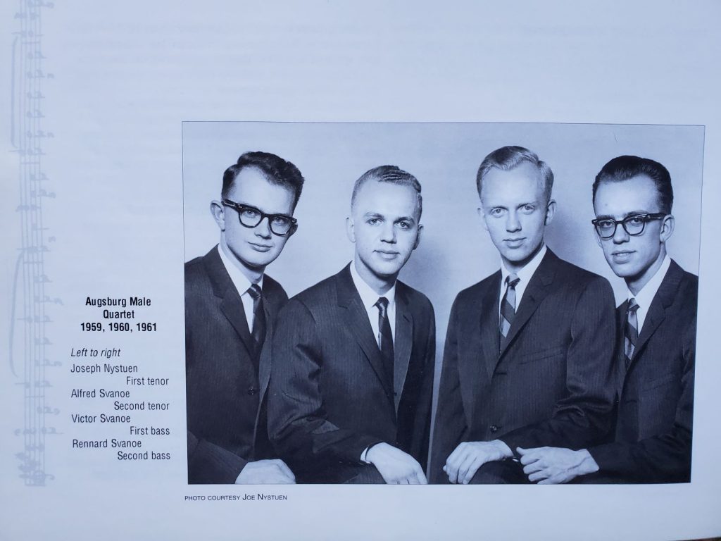 1959 Augsburg Male Quartet to Sing at Silver Auggies Lunch, Sept. 28 ... 1959 Augsburg Male Quartet to Sing at Silver Auggies Lunch, Sept. 28 ...