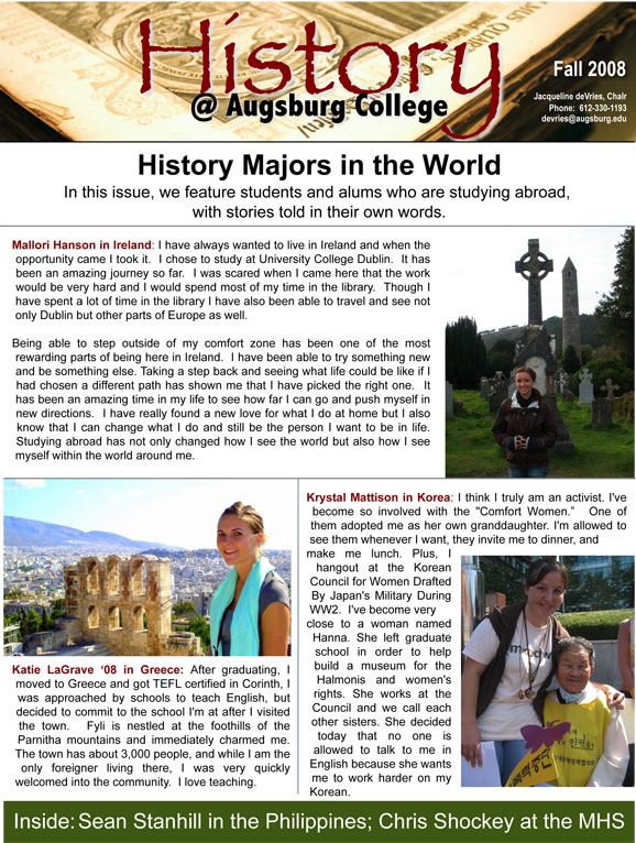 Newsletter - History | Augsburg University