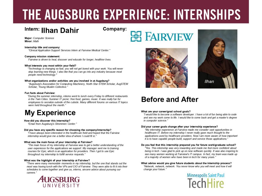Internship Posters: students' experiences - STEM Programs | Augsburg ...